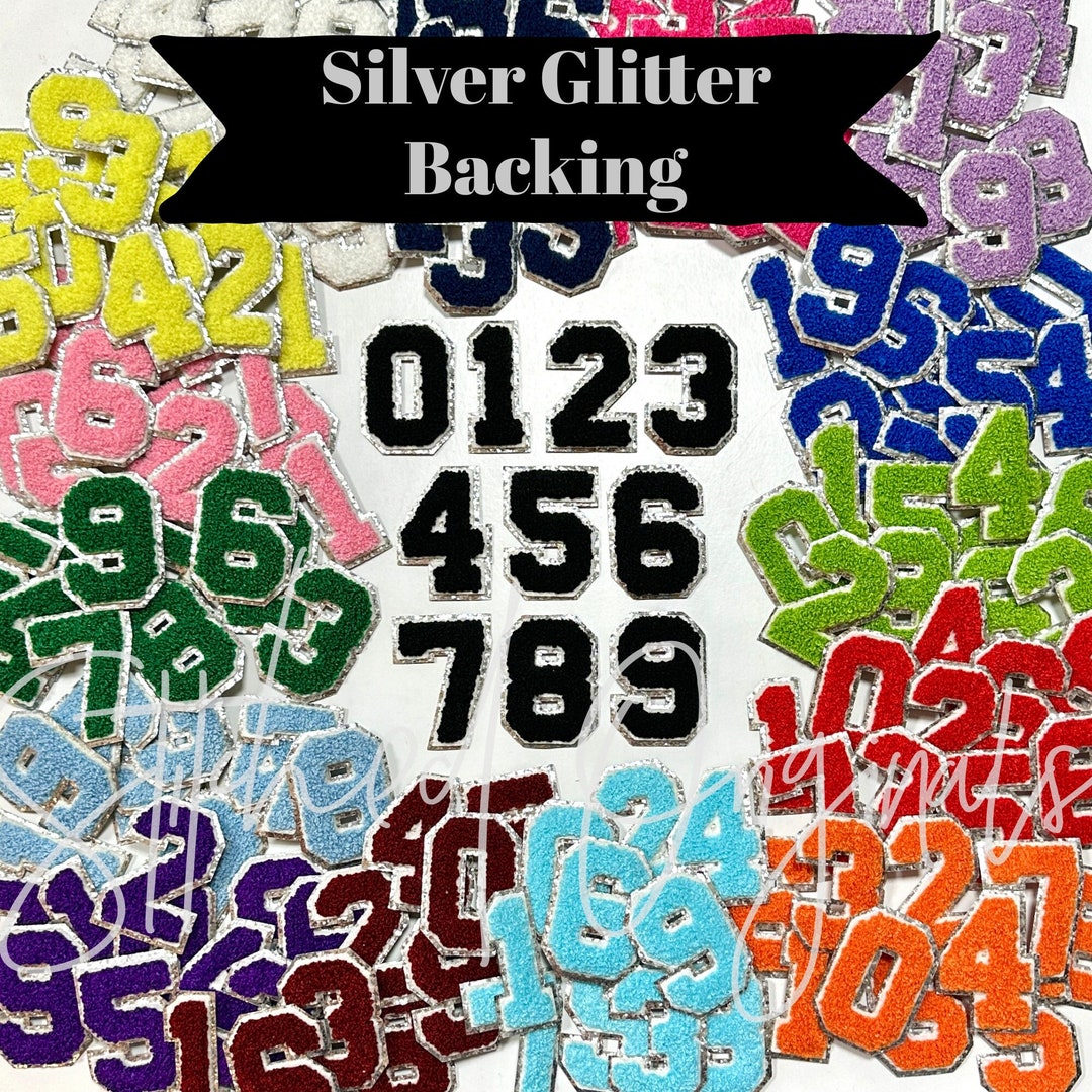 2.5" Chenille Numbers SILVER Glitter Backing, Iron On, DIY Patch - Etsy