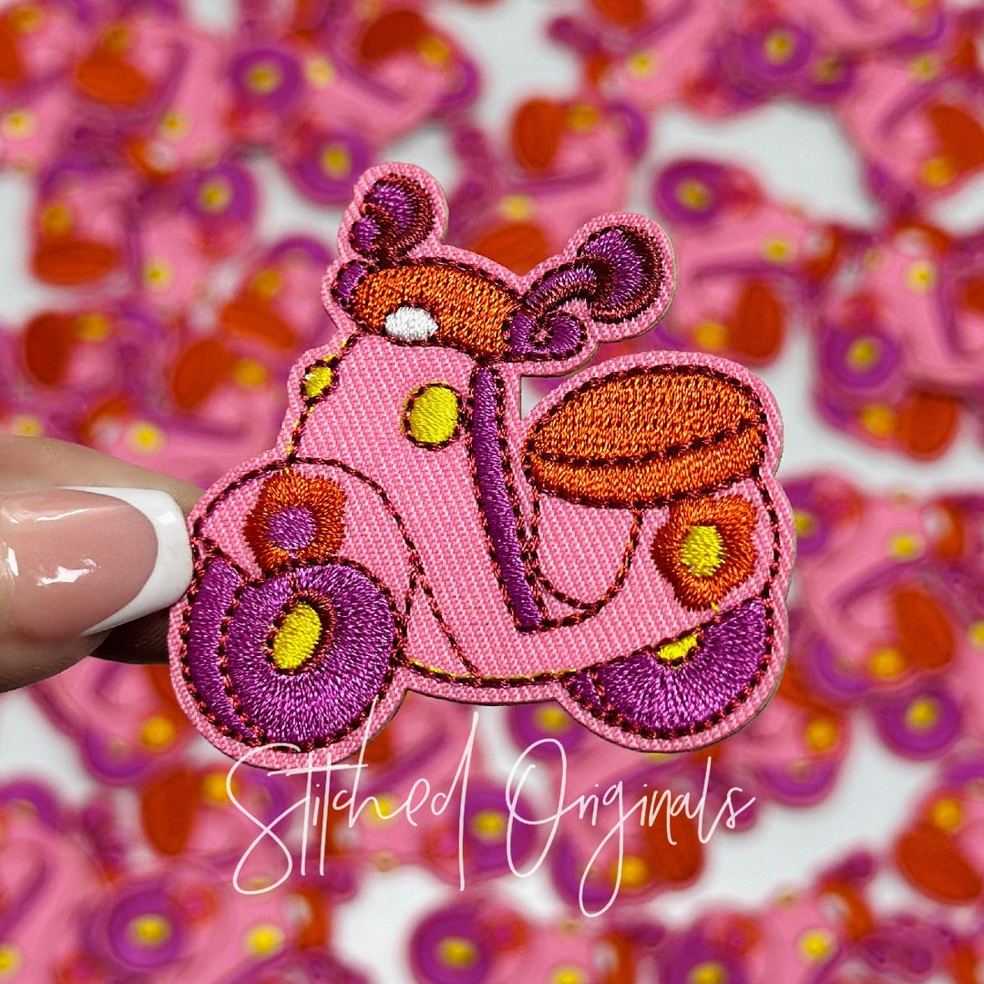 Pink and Purple Scooter Patch, Trucker Hat Patch, Iron On, DIY Patch ...