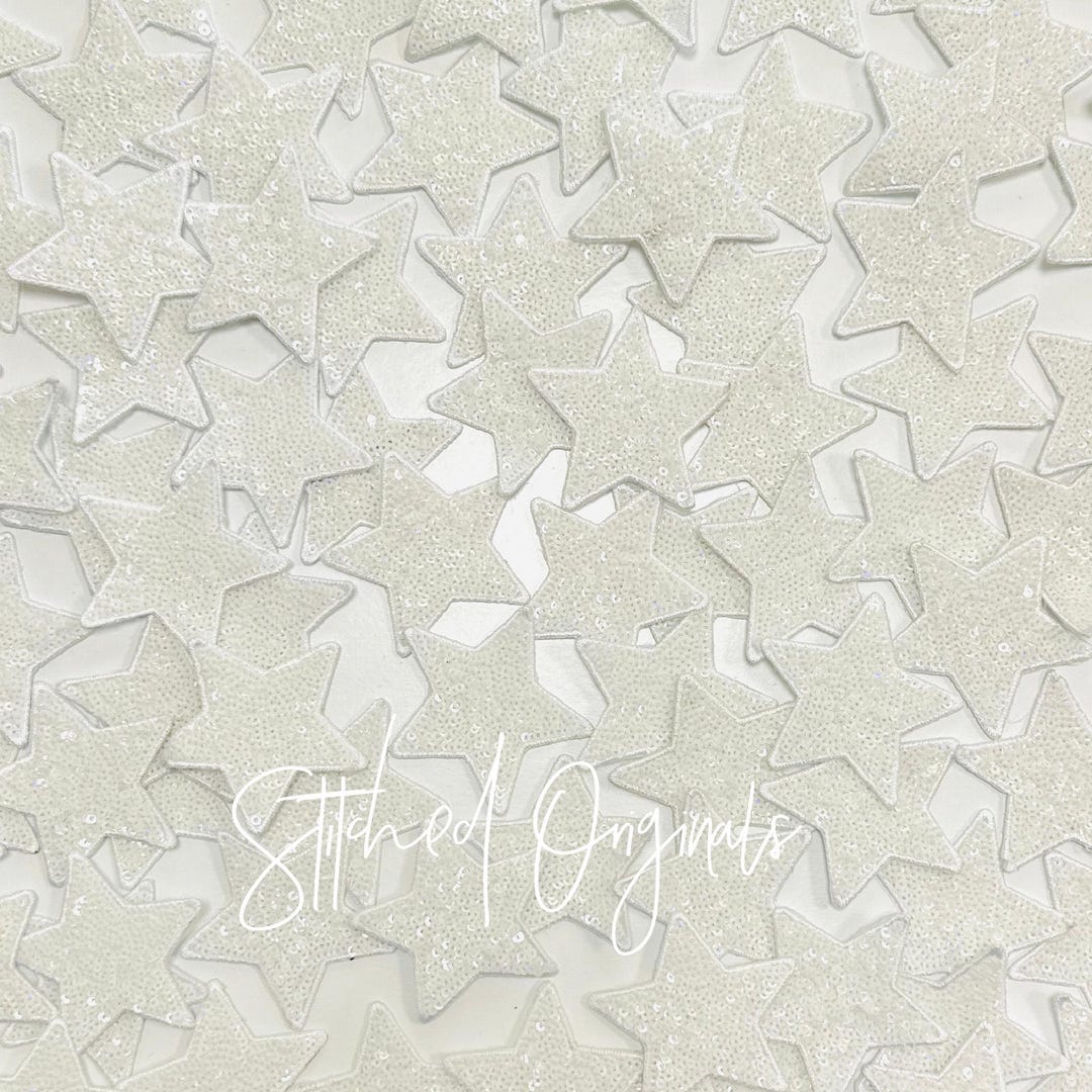White 2.5" Sequin Star Patch, Iron on Patch, DIY Patch, Sequin Star - Etsy