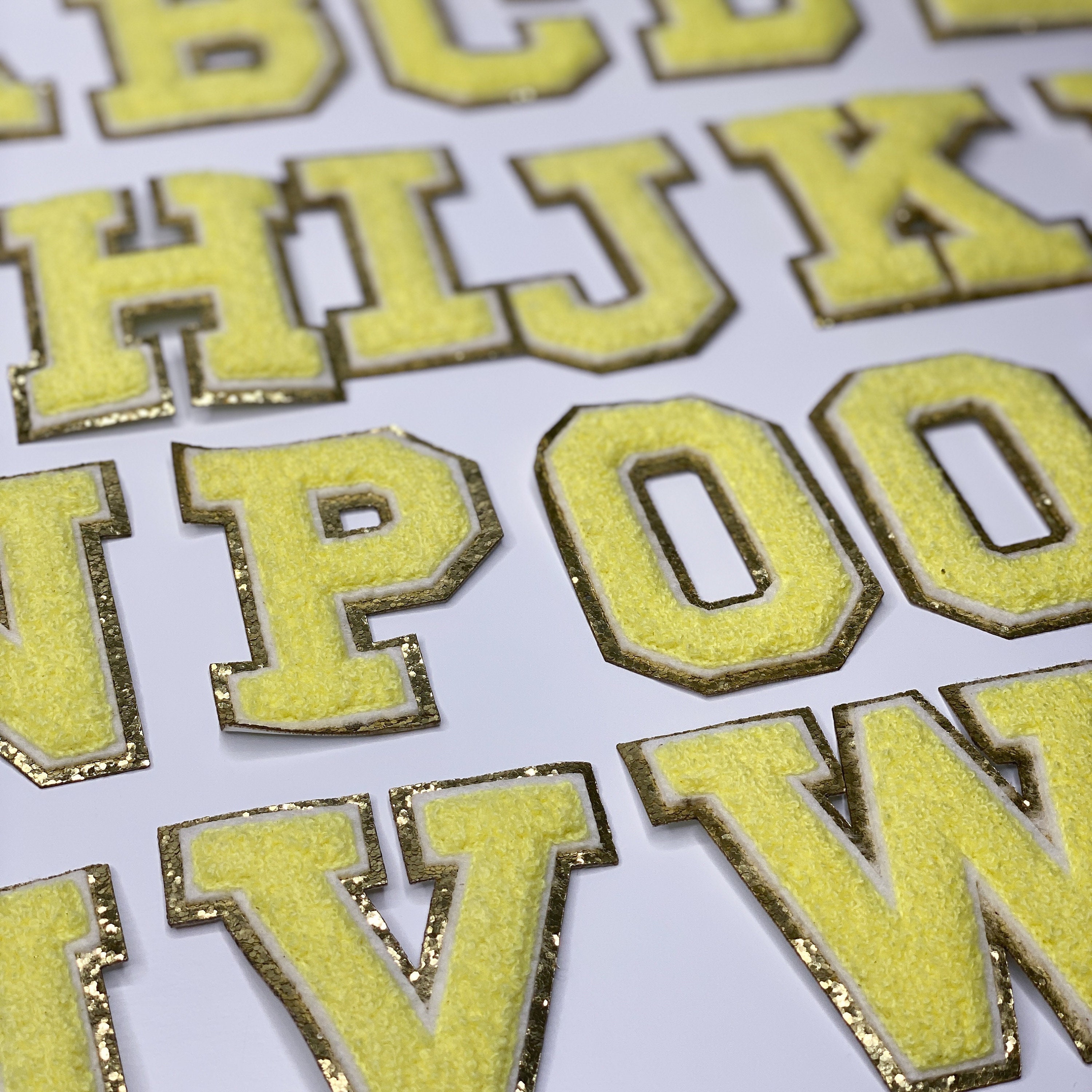 Yellow 3.12 Chenille Letters Gold Glitter Varsity - Etsy