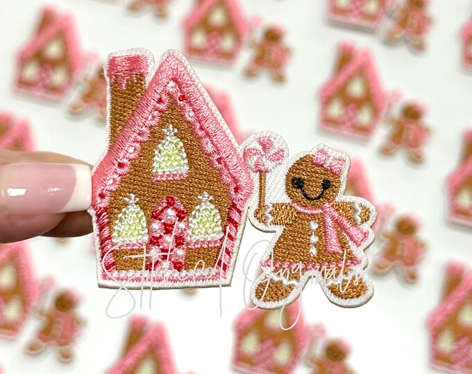 Pink Preppy Gingerbread House Patch, Preppy Patch, Iron on Christmas ...