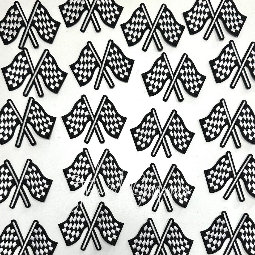 Black Checkered Flag Patch, Trucker Cap Patch, Iron On, DIY Patch, Race ...