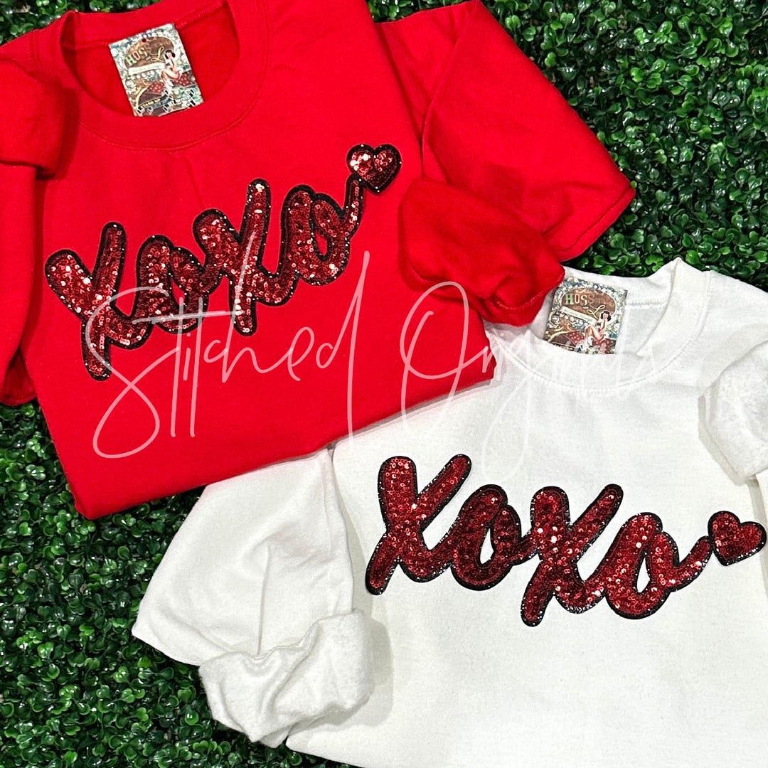 XOXO Red Sequin Iron on Patch, Custom XOXO Patch With Black Glitter Backing, DIY Patch - Etsy
