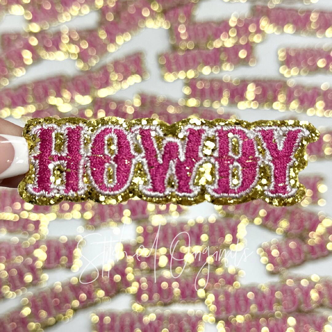 Pink Howdy Gold Glitter Patch, Trucker Cap Patch, Iron On, DIY Patch ...