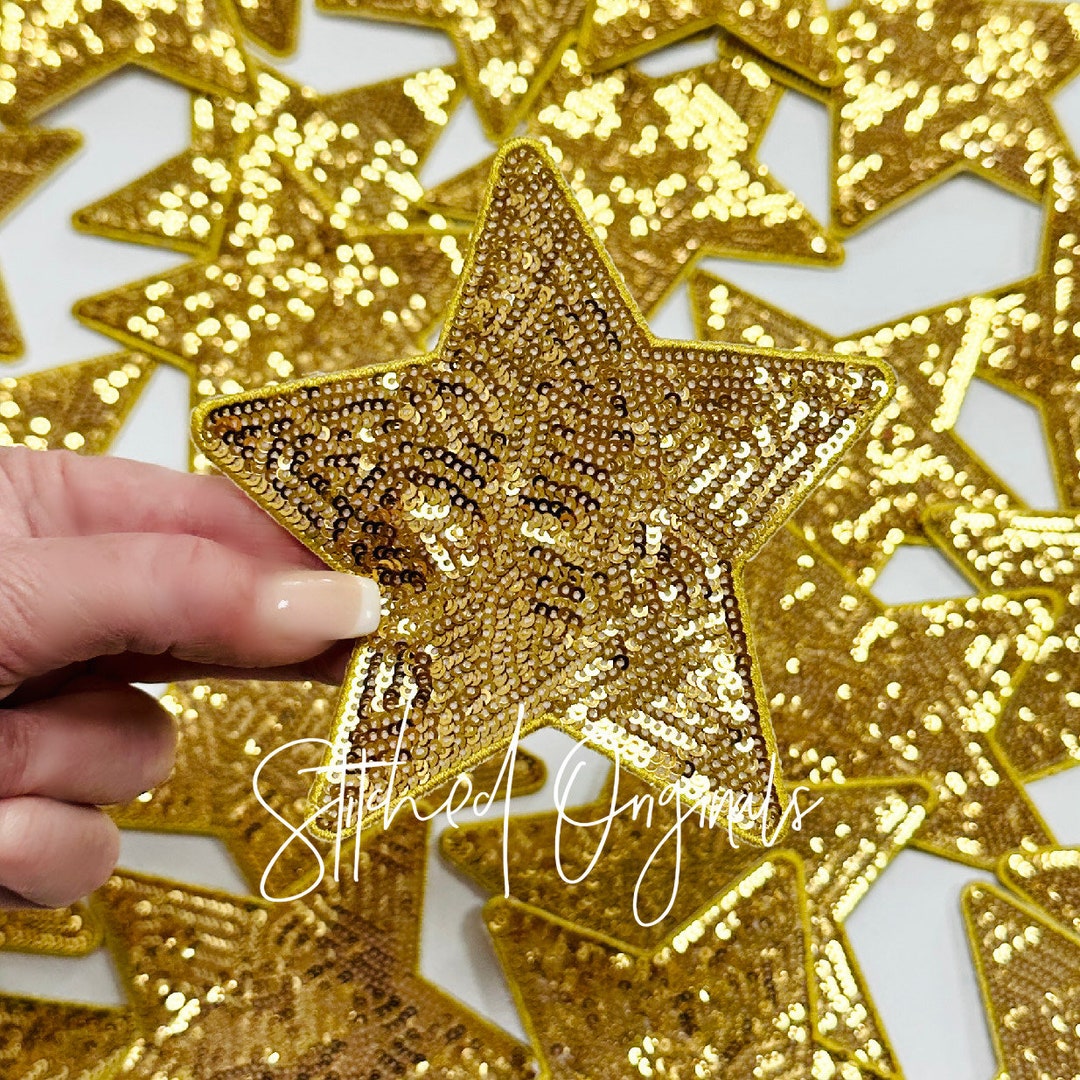 Gold 5" Sequin Star Patch, Iron on Patch, DIY Patch, Sequin Star - Etsy