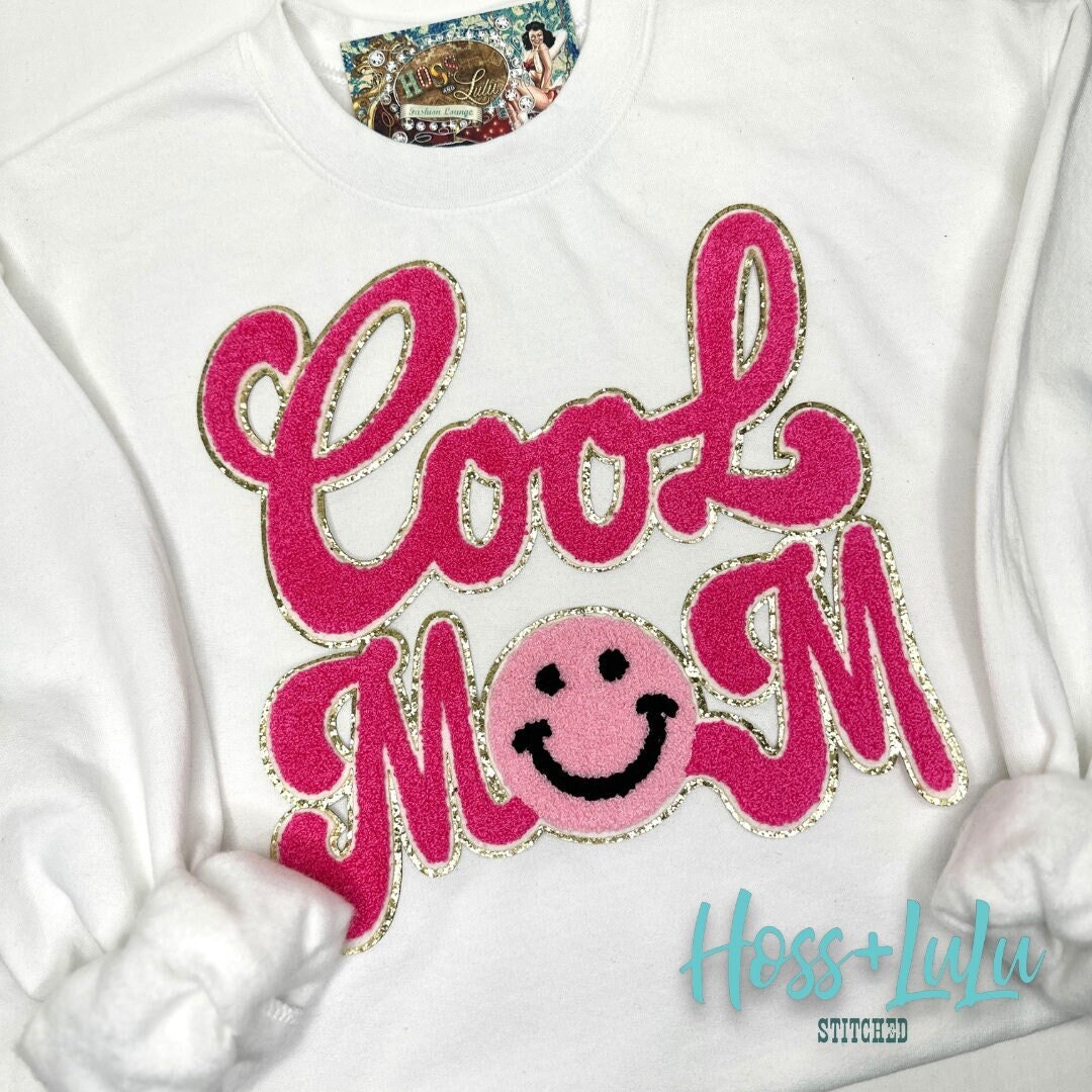 Hot Pink Cool Mom Patch With Smiley Face, DIY Cool Mom Patch, Mothers ...