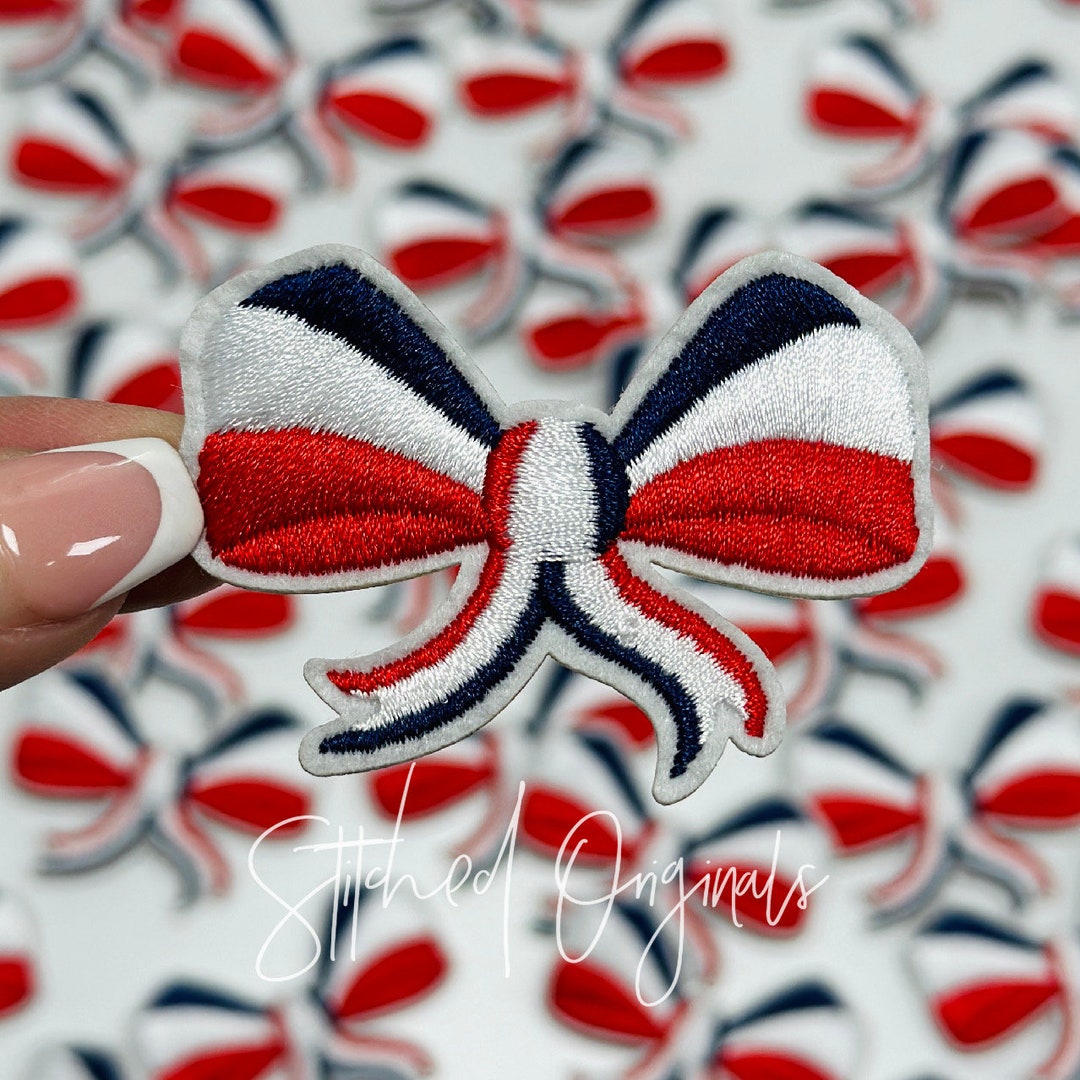Patriotic Bow Patch, Trucker Hat Patch, Iron On, DIY Patch, Red White ...