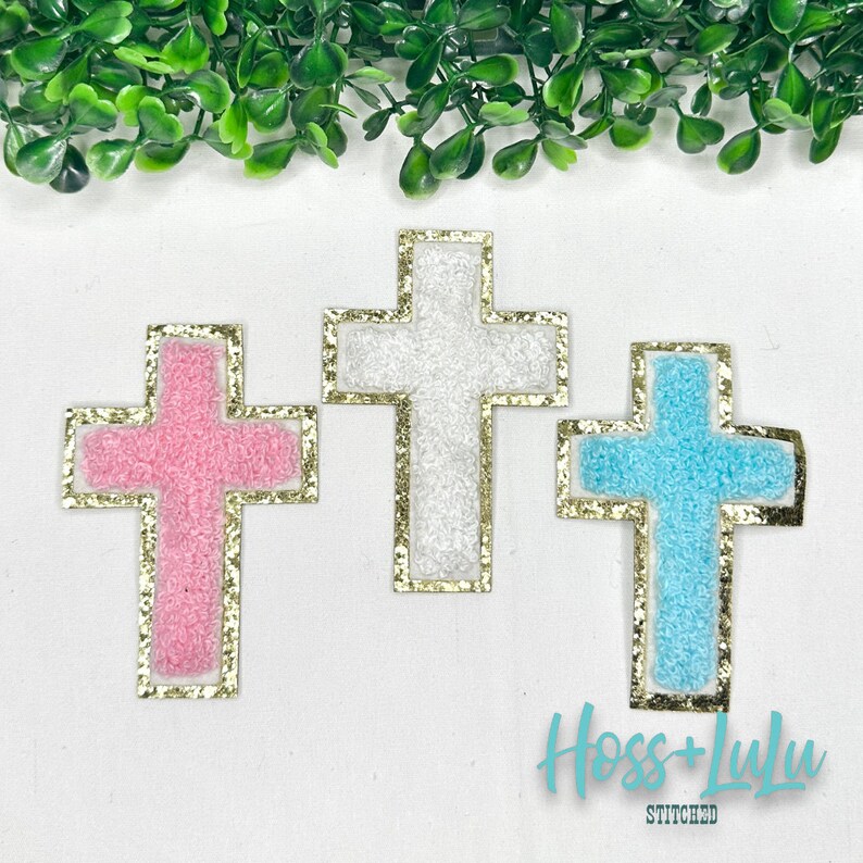 Chenille Cross Patch With Gold Glitter Cross Patch DIY - Etsy