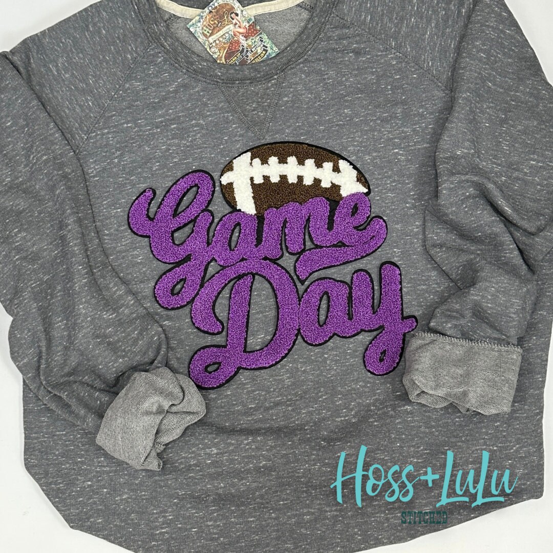 Game Day Purple Chenille Patch, Iron on Patch, Game Day, Diy Patch - Etsy