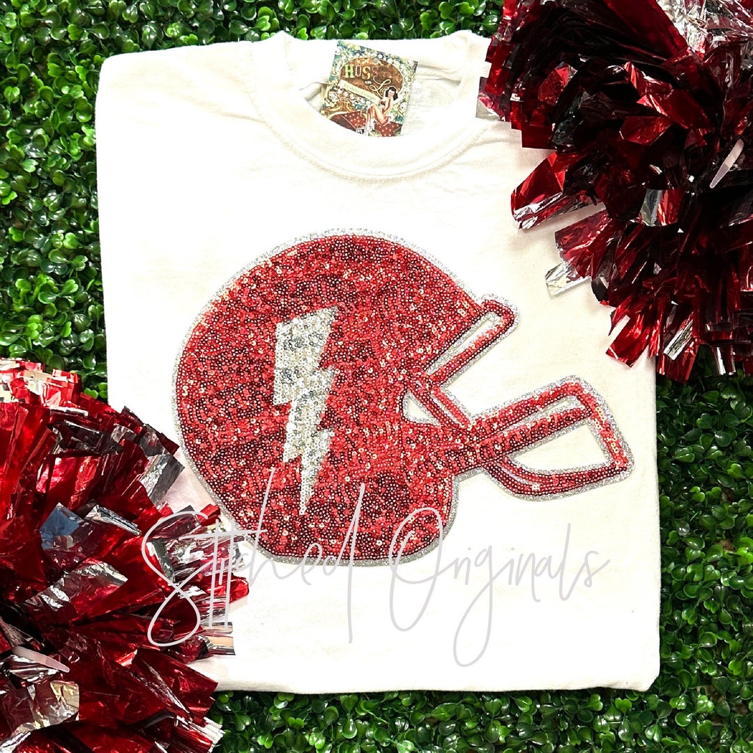 Red Helmet Sequin Patch, Iron on Patch, Sequin Patch, DIY Patch, Preppy ...