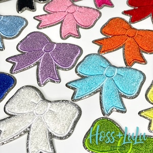 Chenille Bow Iron on Patch SILVER Glitter, DIY Patch, Bow Patch - Etsy