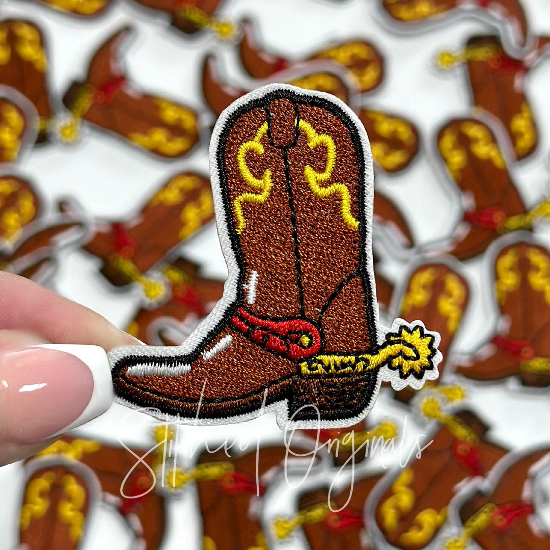 Brown Cowboy Boot With Spur Patch, Trucker Cap Patch, Iron On, DIY ...