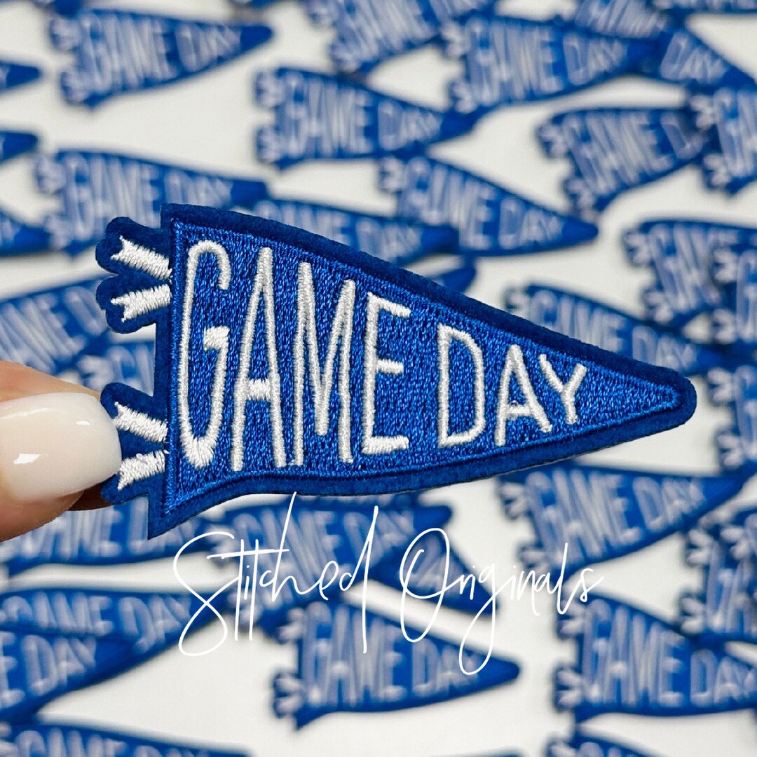 Game Day Patch, Diy Patch, Iron on Patch, Blue Game Day Pennant Patch ...