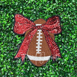 Red Sequin Bow Football Chenille Patch, Game Day DIY (10") - Etsy