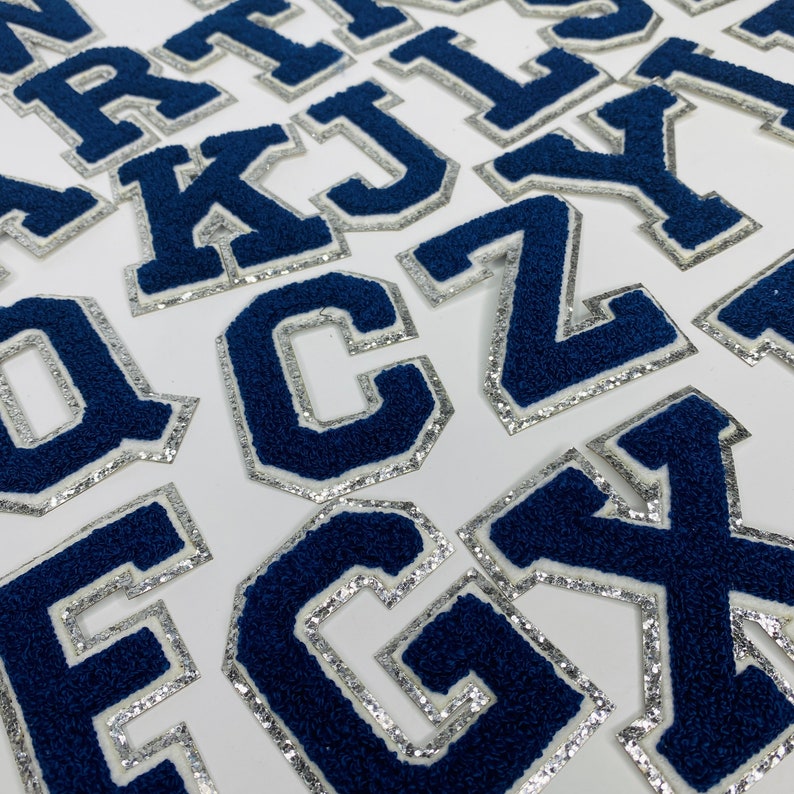 NEW Navy Blue 3.12 Chenille Letters SILVER Glitter - Etsy