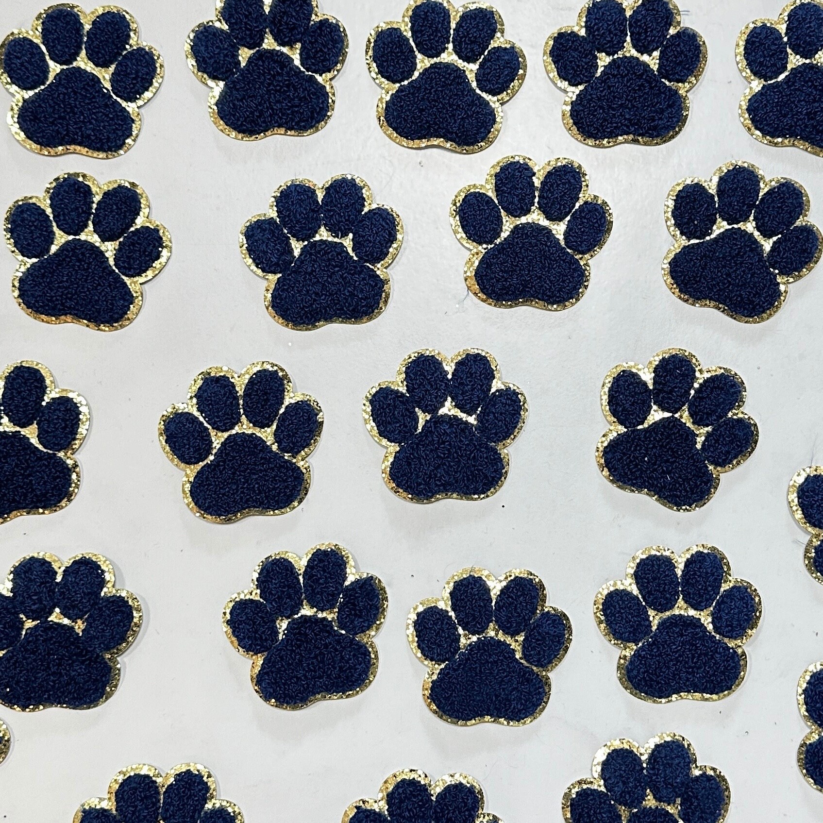 Navy Blue Paw Print Iron on Patch, Gold Glitter Accent - Etsy