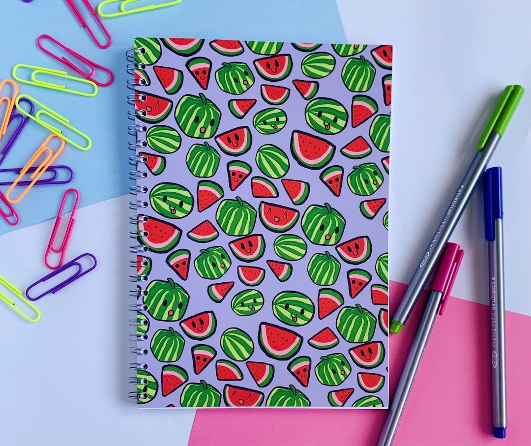 Cool Watermelon A5 Notebook - Kawaii Notebook, Grid Page Notebook ...