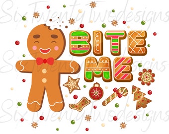 Gingerbread Man Bite Me Png - Etsy