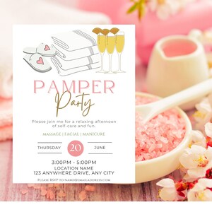 PAMPER PARTY SPA Invitation - Digital Download Template, Edit in Canva ...