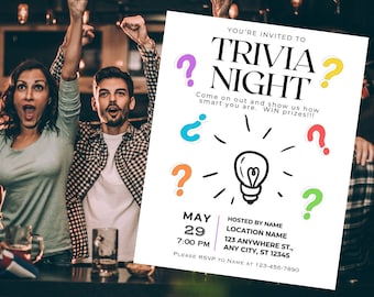 TRIVIA Night Party Invitation Digital Download Template, Edit in Canva ...