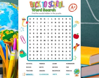 Back to School Word Search - Etsy