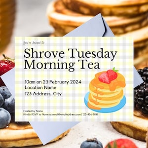 Shrove Tuesday 2024, Pancake Tuesday 2024 Invitation Digital Download ...