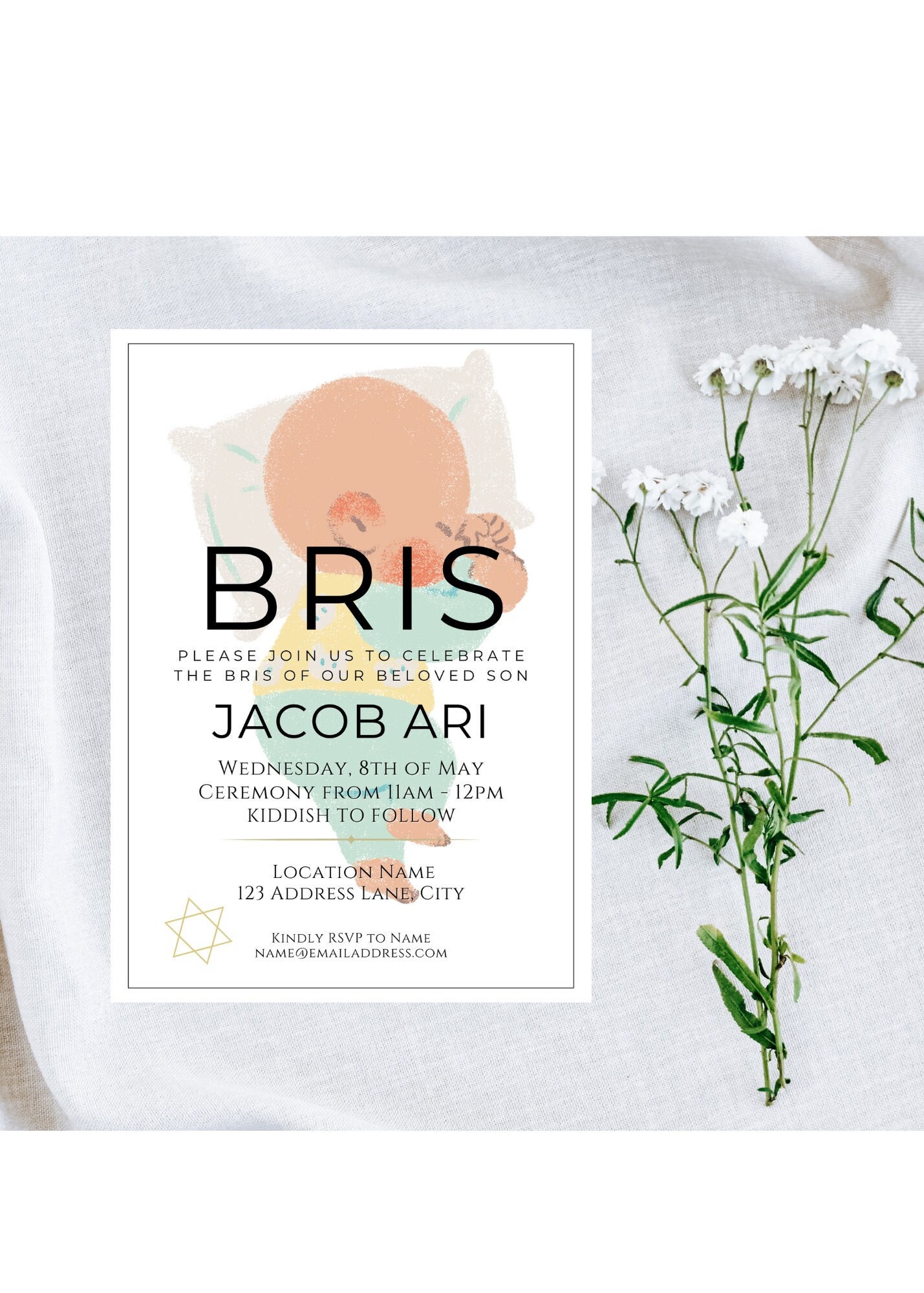 Bris Invitation: Baby Boy Jewish Ceremony (digital Download) - Etsy