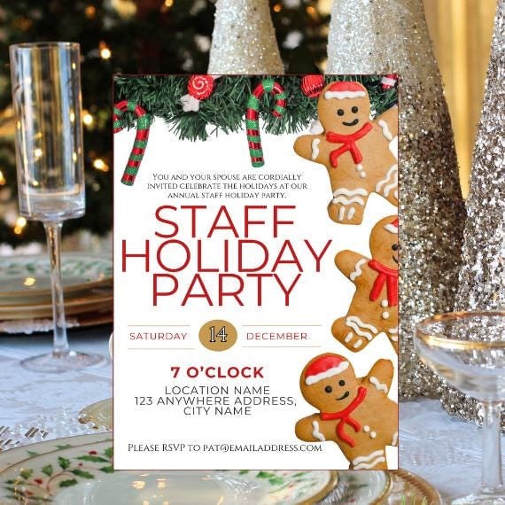 Cute Staff Holiday Party Invitation Digital Download Template, Edit in ...
