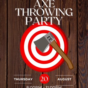 AXE THROWING Party Invitation Digital Download Template, Edit in Canva ...