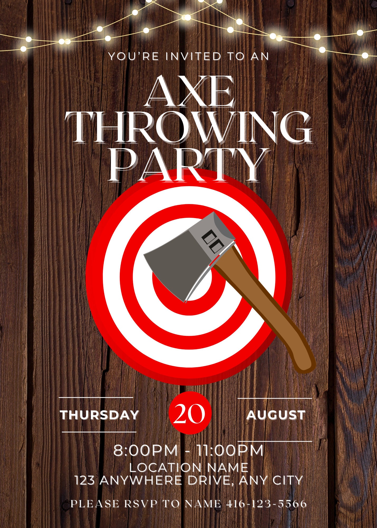AXE THROWING Party Invitation Digital Download Template, Edit in Canva - Etsy