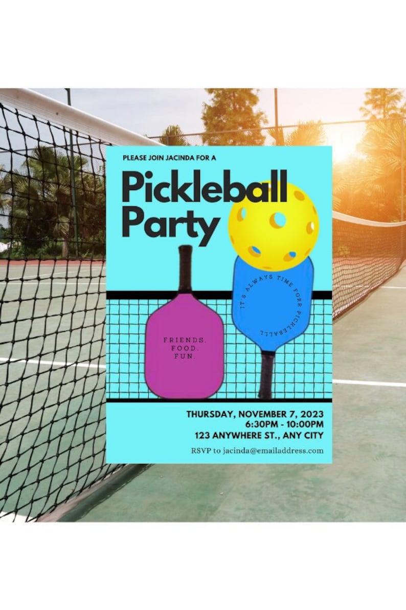 Pickleball Party Invitation Digital Download Template, Edit in Canva 5 ...