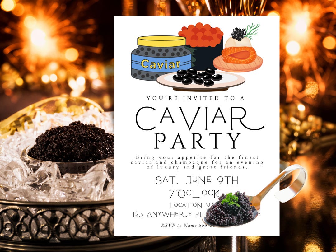 Caviar Party Invitation | Editable Canva Template | Luxury Dinner Party ...