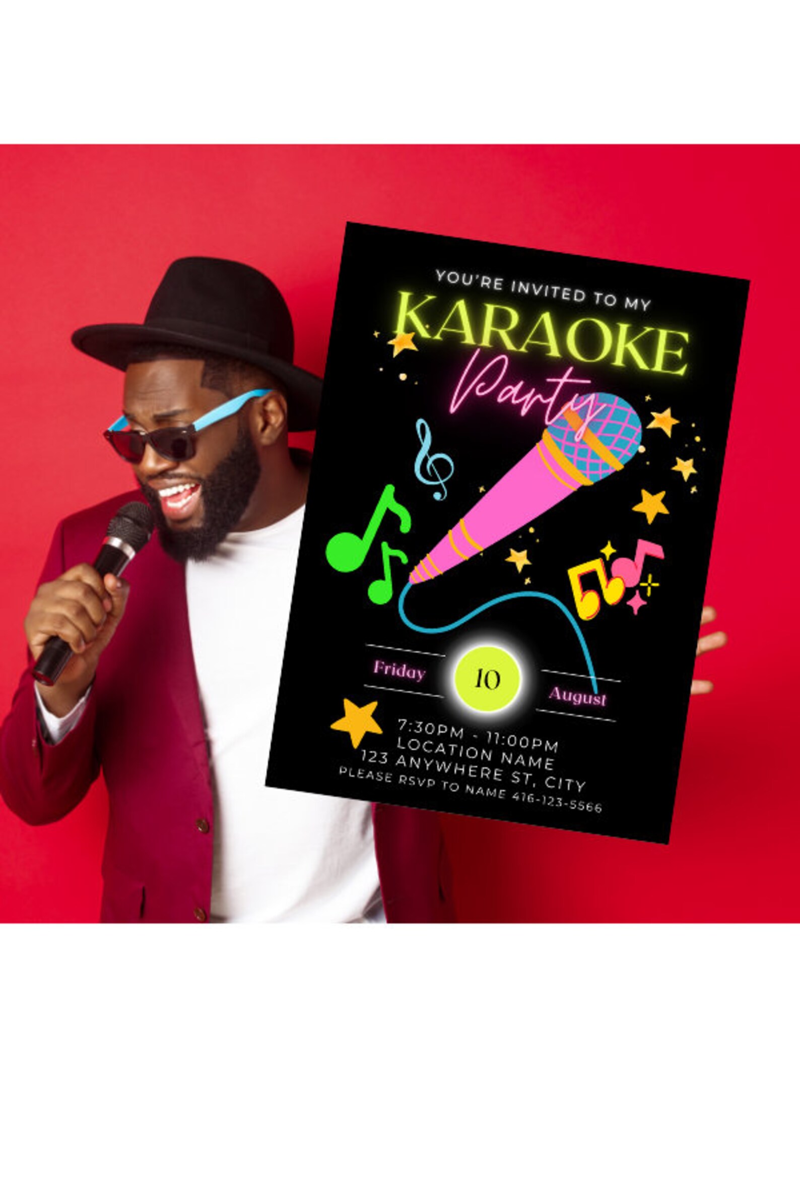 KARAOKE Party Invitation - Digital Download, Edit in Canva, Send ...