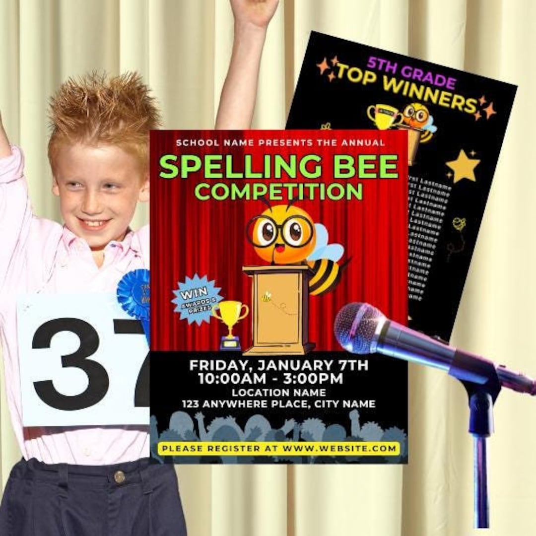 Spelling Bee Digital Download Flyer Template, With Second Page for Top ...