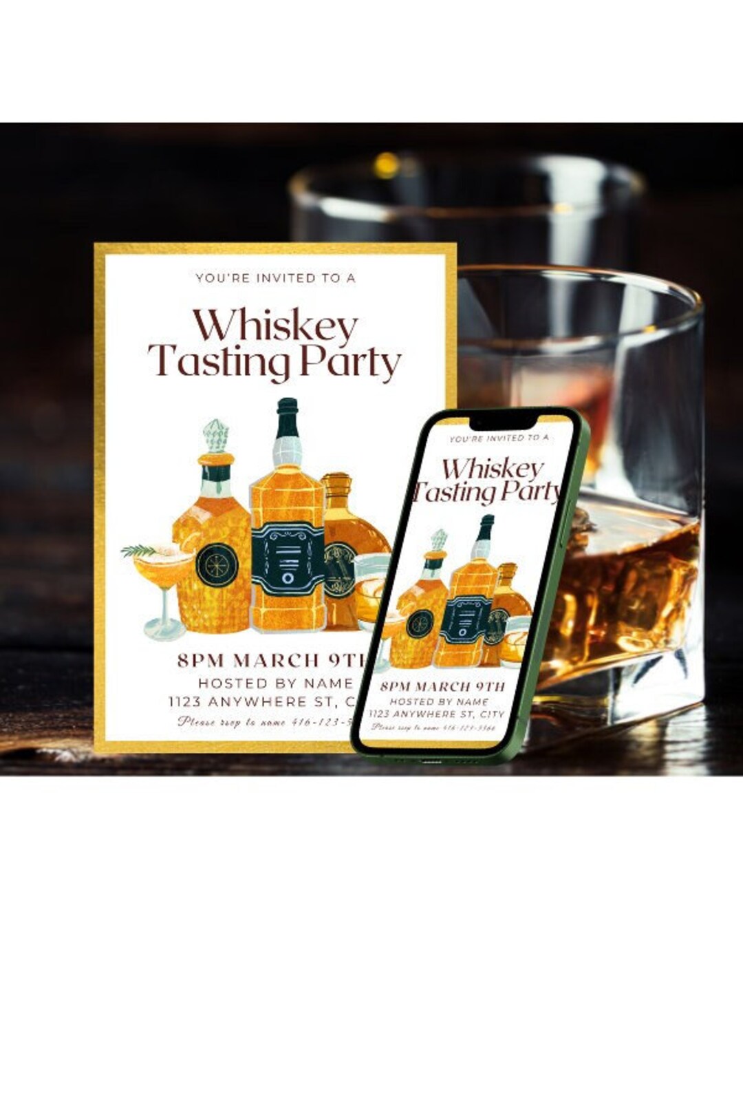 WHISKEY TASTING PARTY Invitation - Digital Download Template, 5 X 7 ...