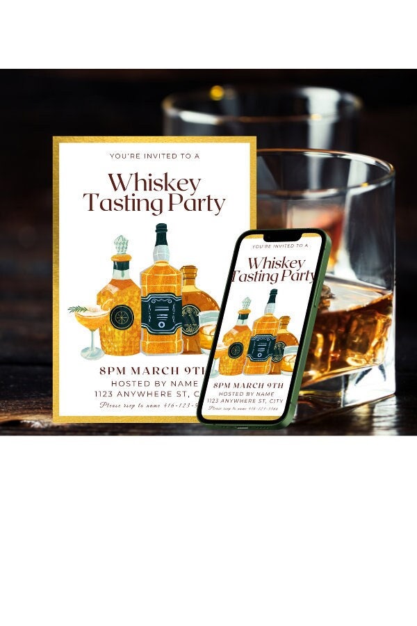 WHISKEY TASTING PARTY Invitation - Digital Download Template, 5 X 7 ...