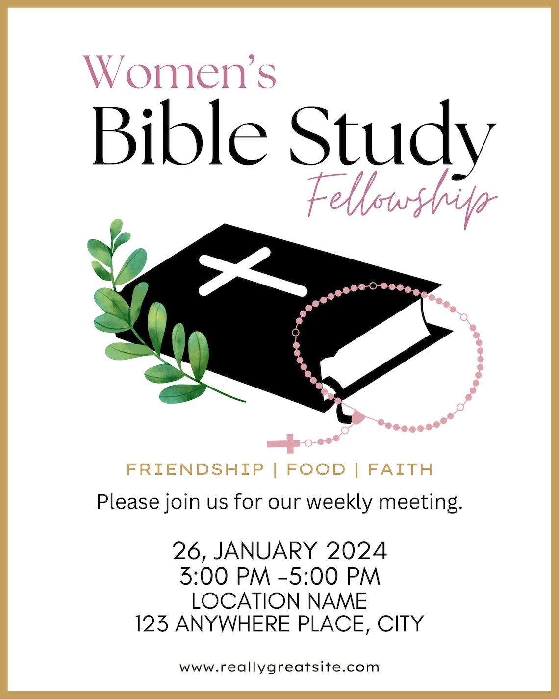 Women's Bible Study Fellowship Meeting Flyer, Invitation, Social Media ...