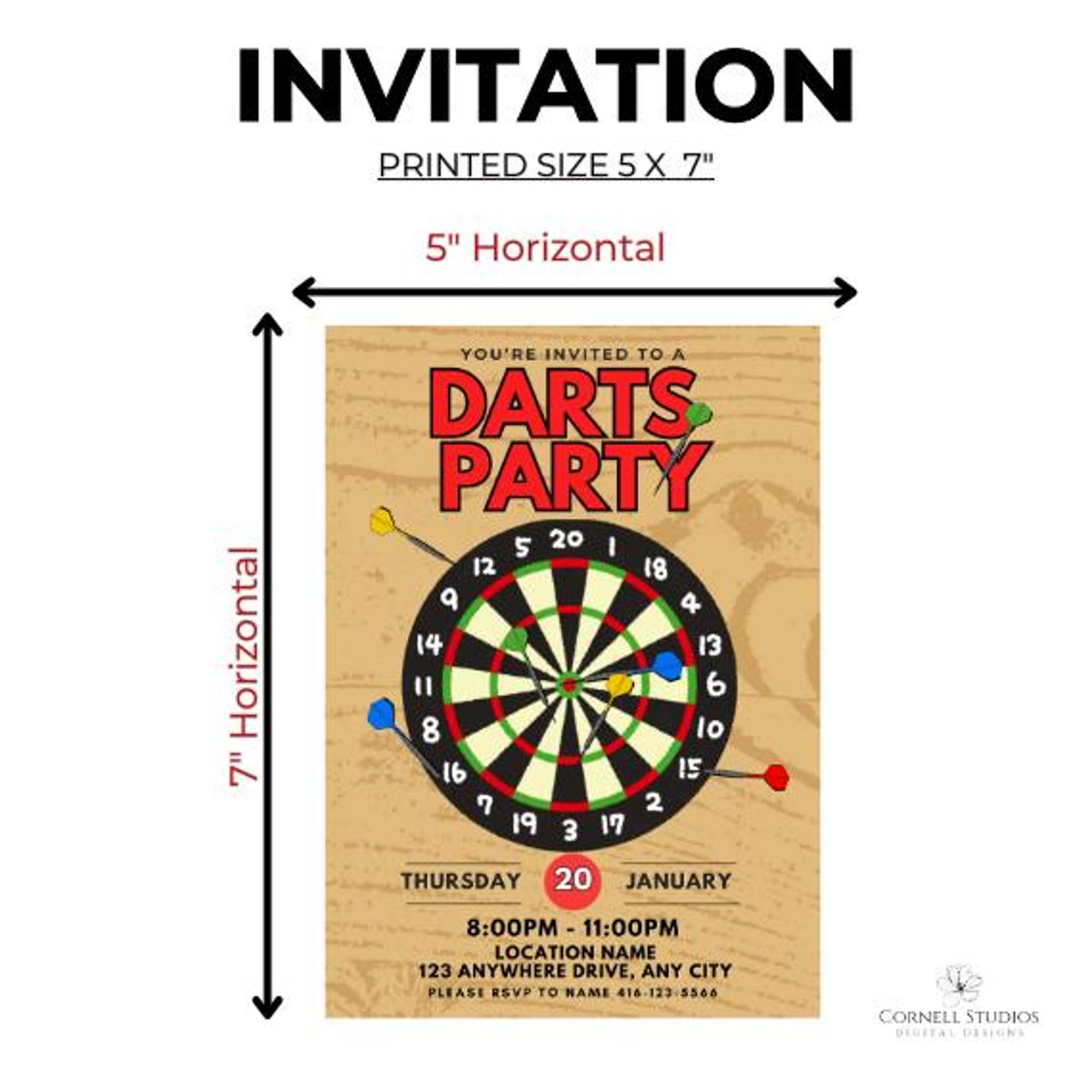 Darts Party Invitation Digital Download Template, Edit and Customize in ...