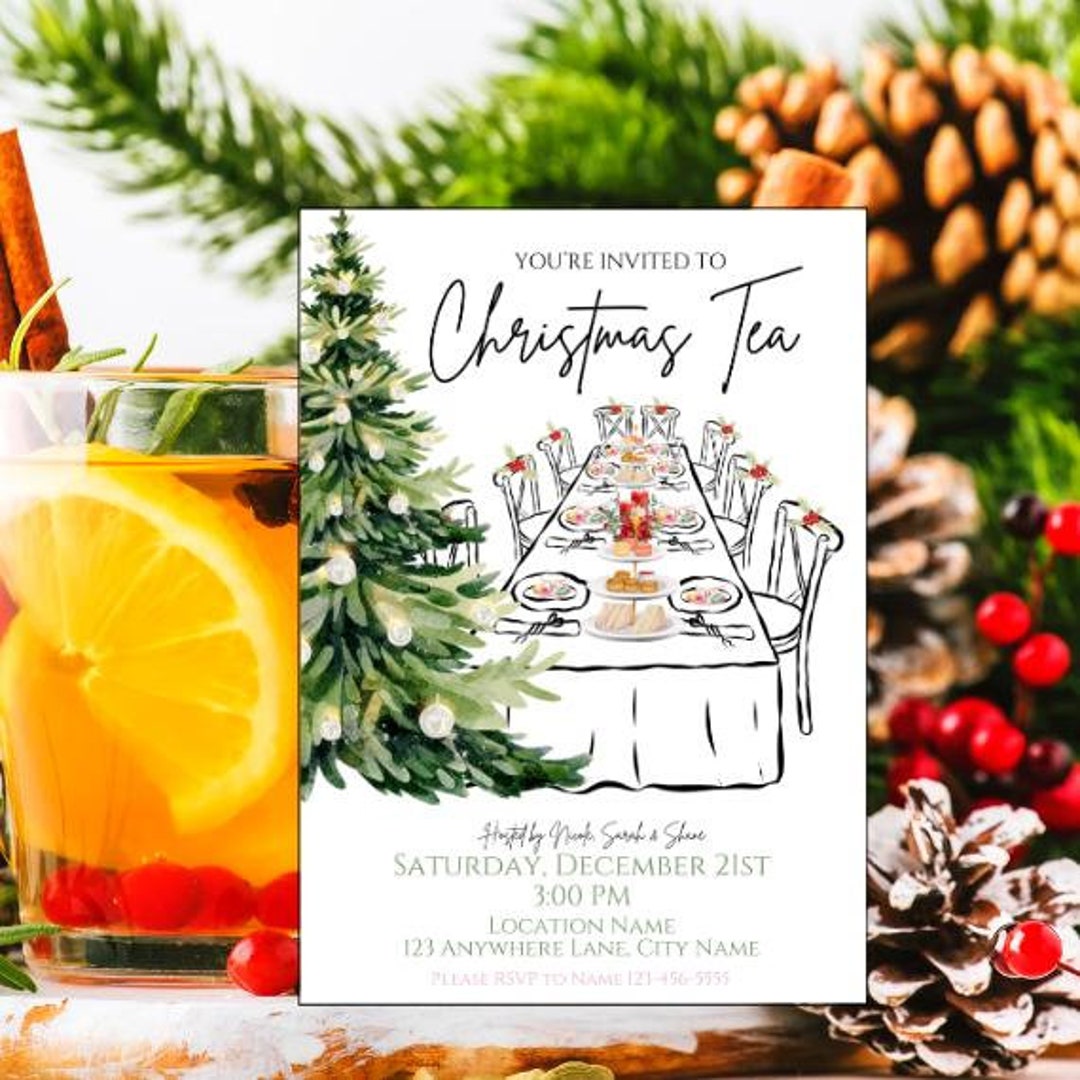 Christmas Tea Party Invitation - Digital Download Template, Edit in ...