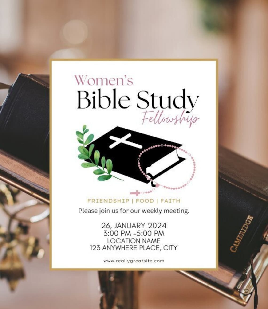 Women's Bible Study Fellowship Meeting Flyer, Invitation, Social Media ...
