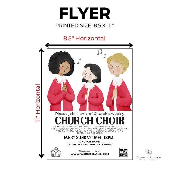 Church Choir Digital Download Flyer - Editable Template - 8.5 X 11 ...