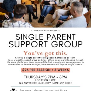 Single Parent Support Group Flyer Digital Download Template - Editable Canva. - Etsy Canada