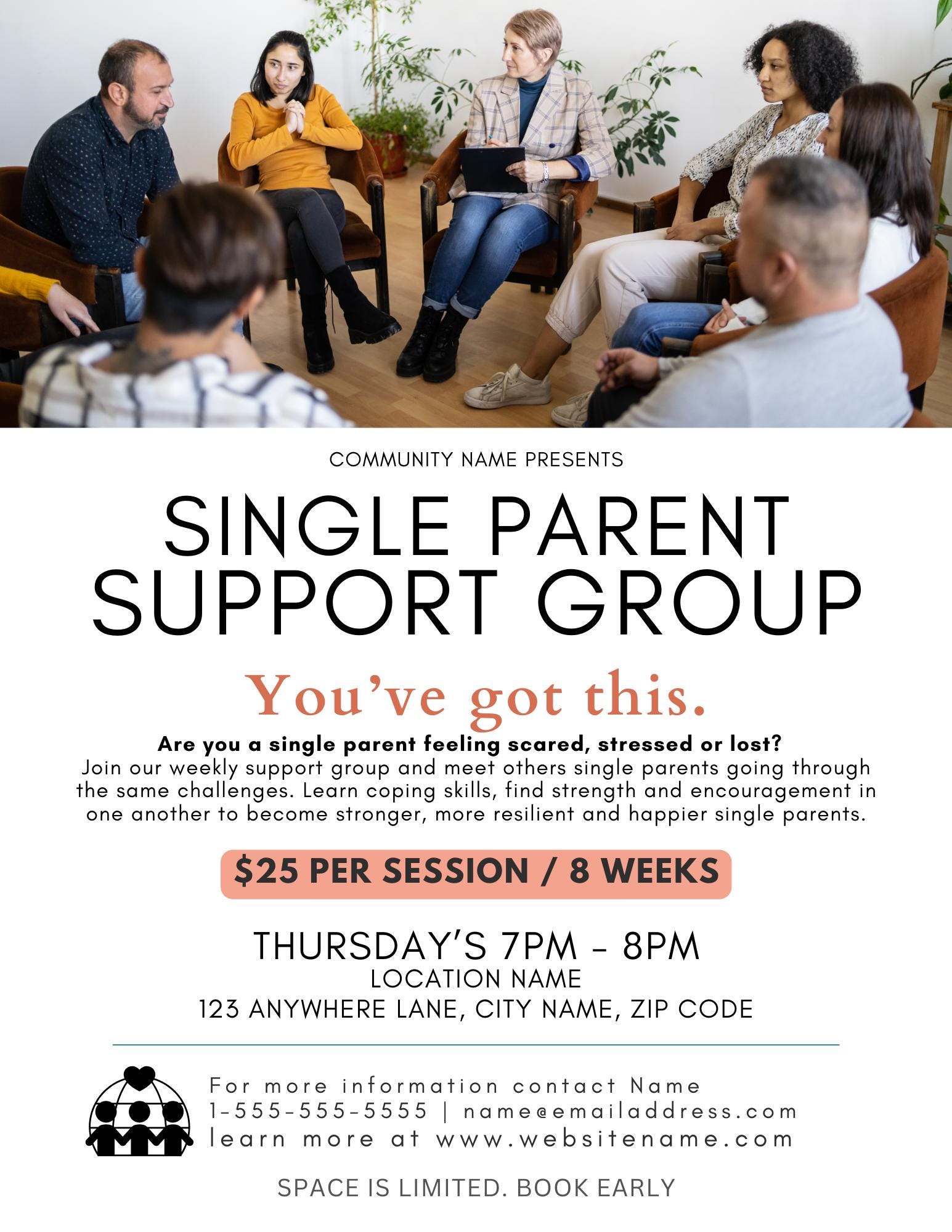 Single Parent Support Group Flyer Digital Download Template - Editable Canva. - Etsy Canada