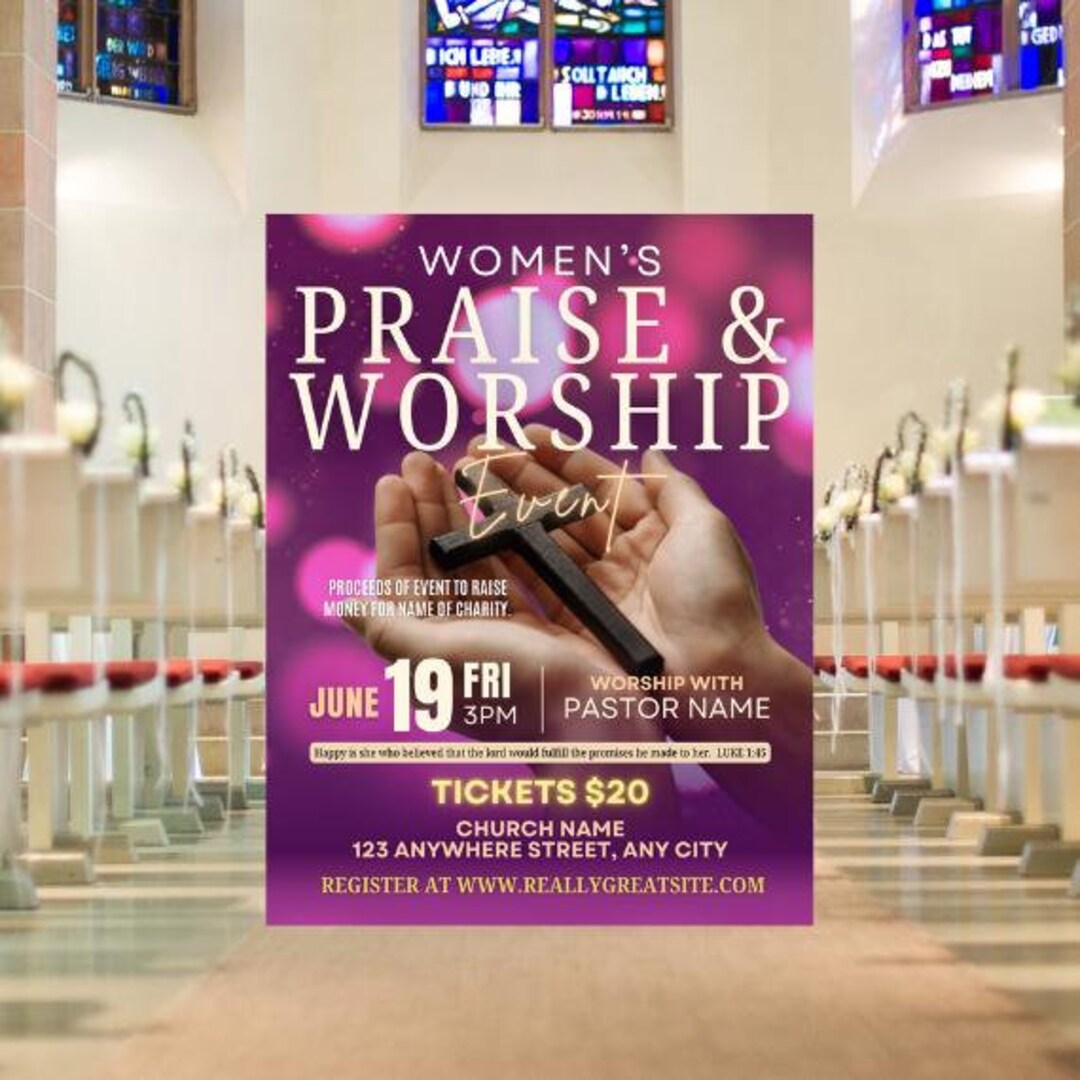 Women's Praise and Worship Event Flyer: Canva Template (digital ...