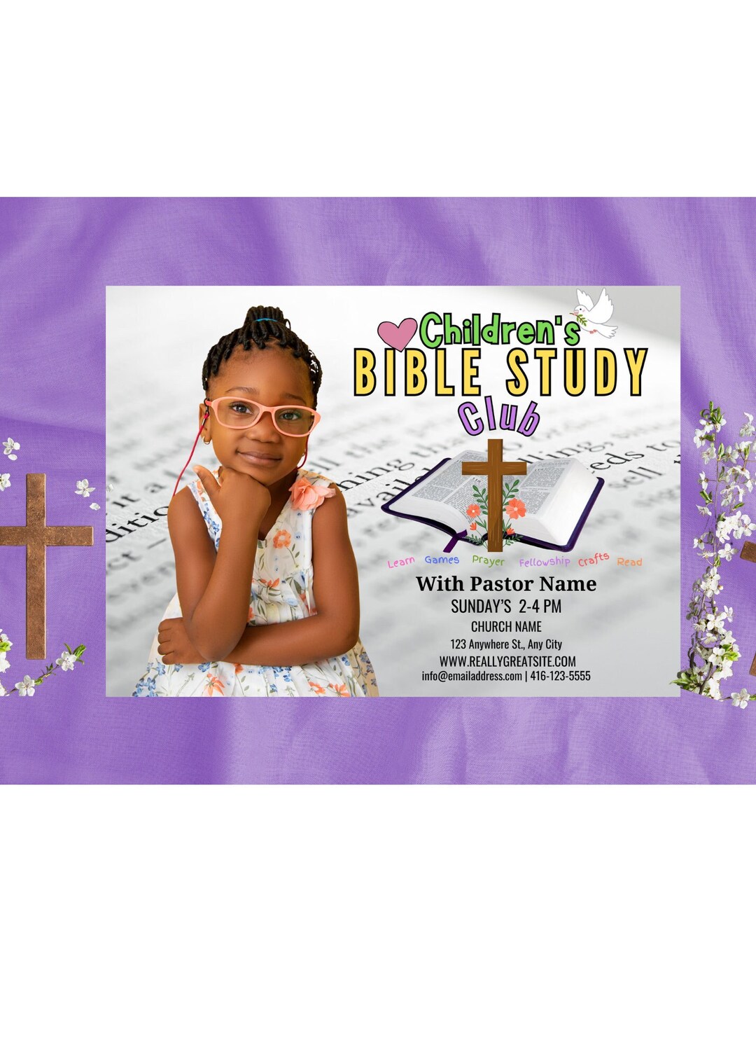 Children's Bible Study Flyer: Church Social Media Template (digital ...
