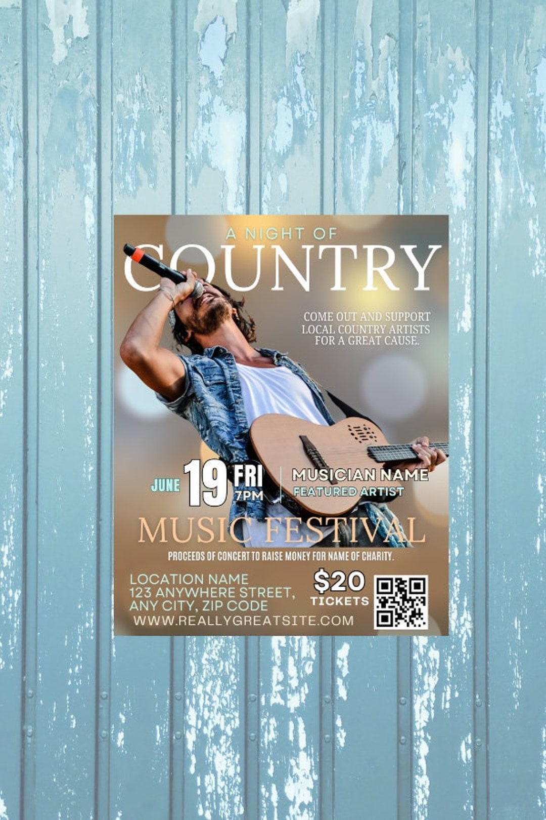 Country Music Festival Flyer Template: Western Concert, Charity Event ...