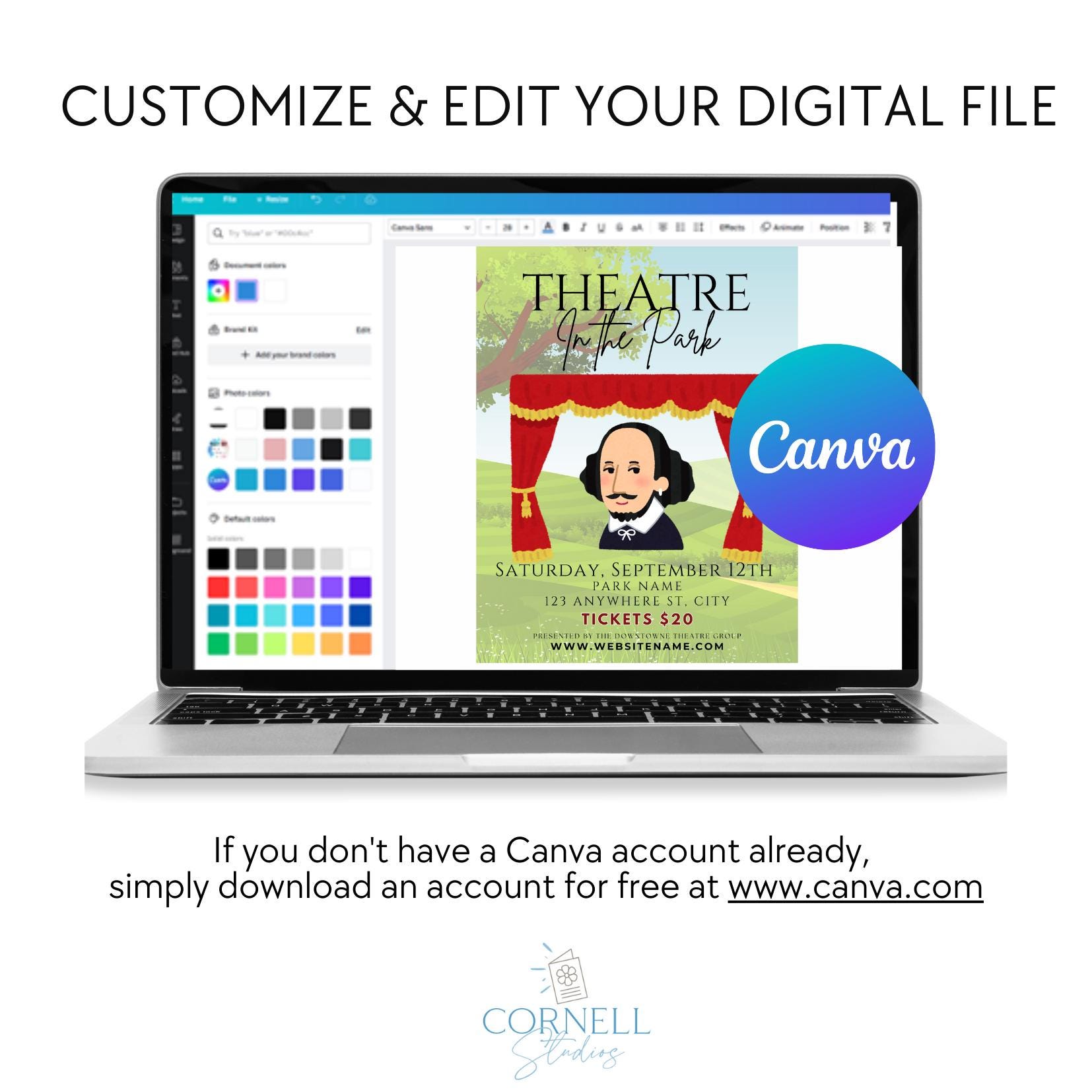 THEATRE in the Park Party FLYER Digital Download Template, Edit in ...