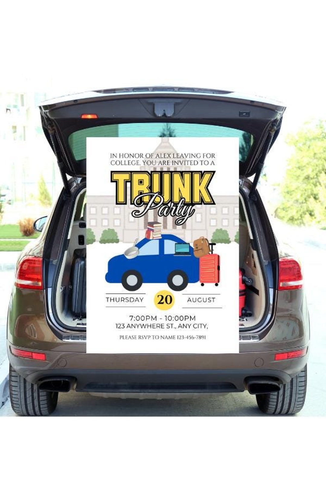 College TRUNK Party Invitation Digital Download. Edit in Canva - Etsy