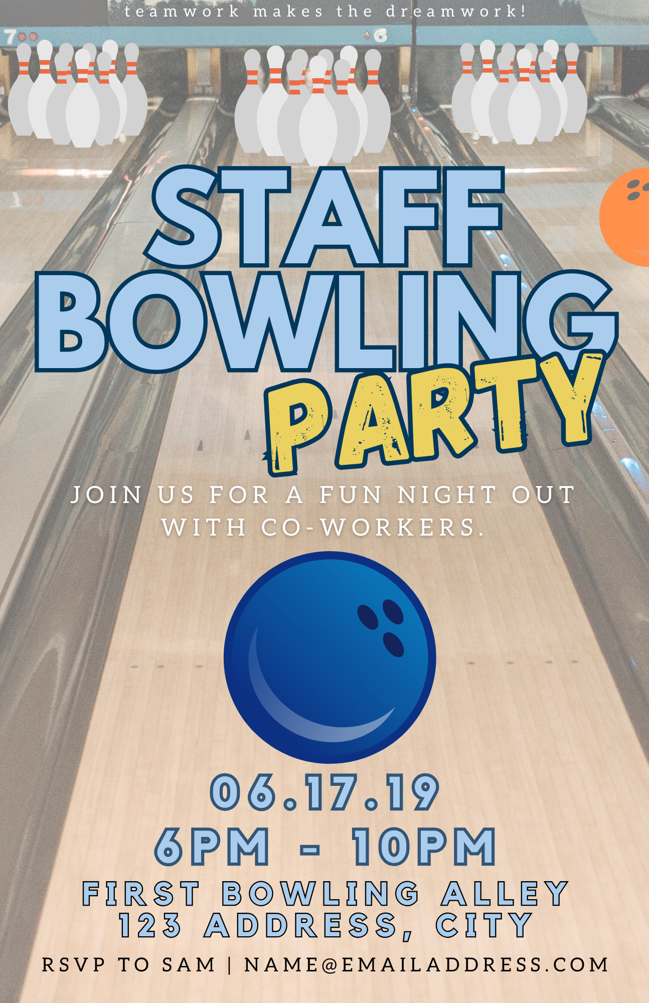 Staff Bowling Party Invitation Digital Download Template, Edit in Canva ...
