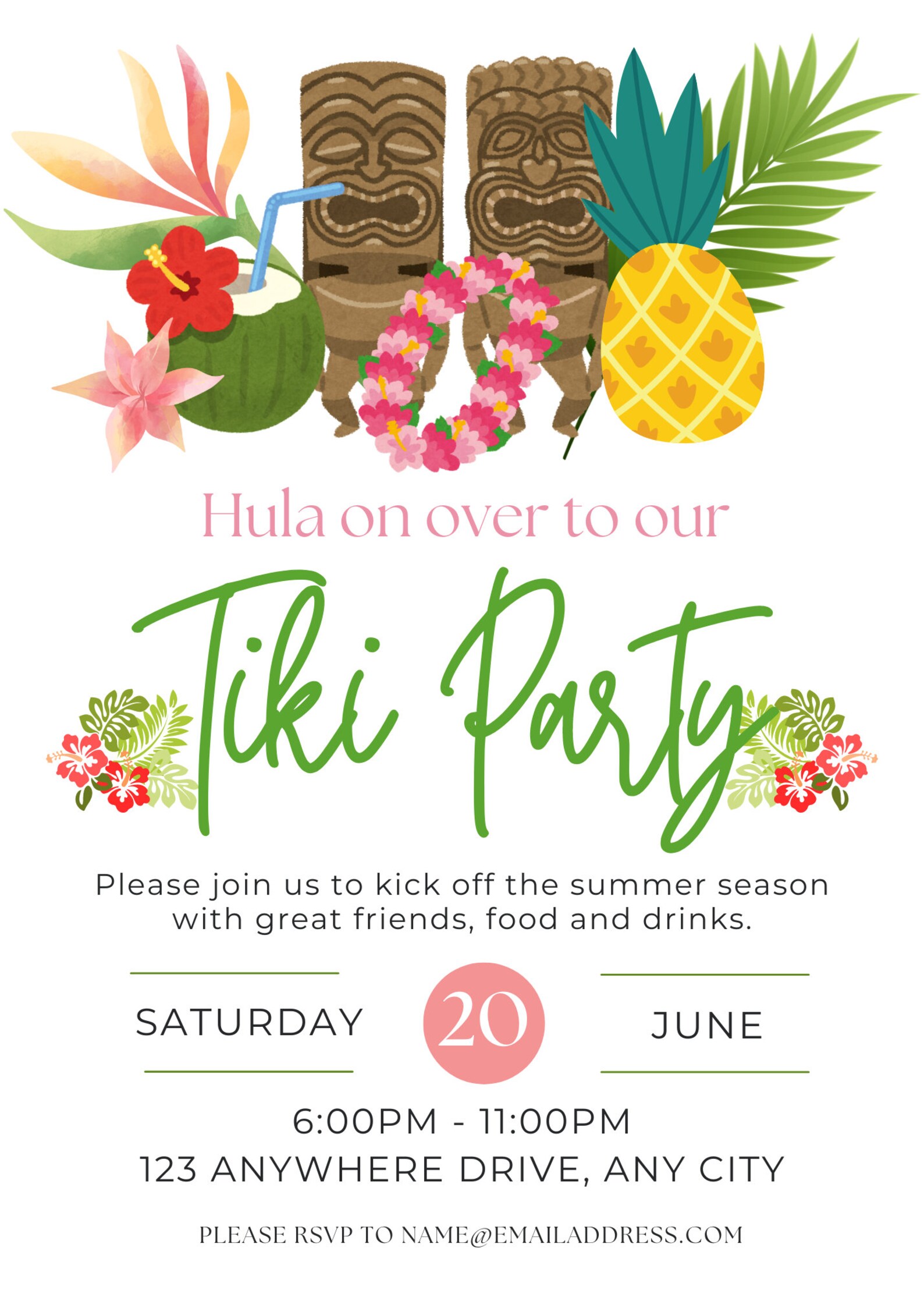 Tiki Party Invitation - Digital Download, Edit in Canva, Send ...